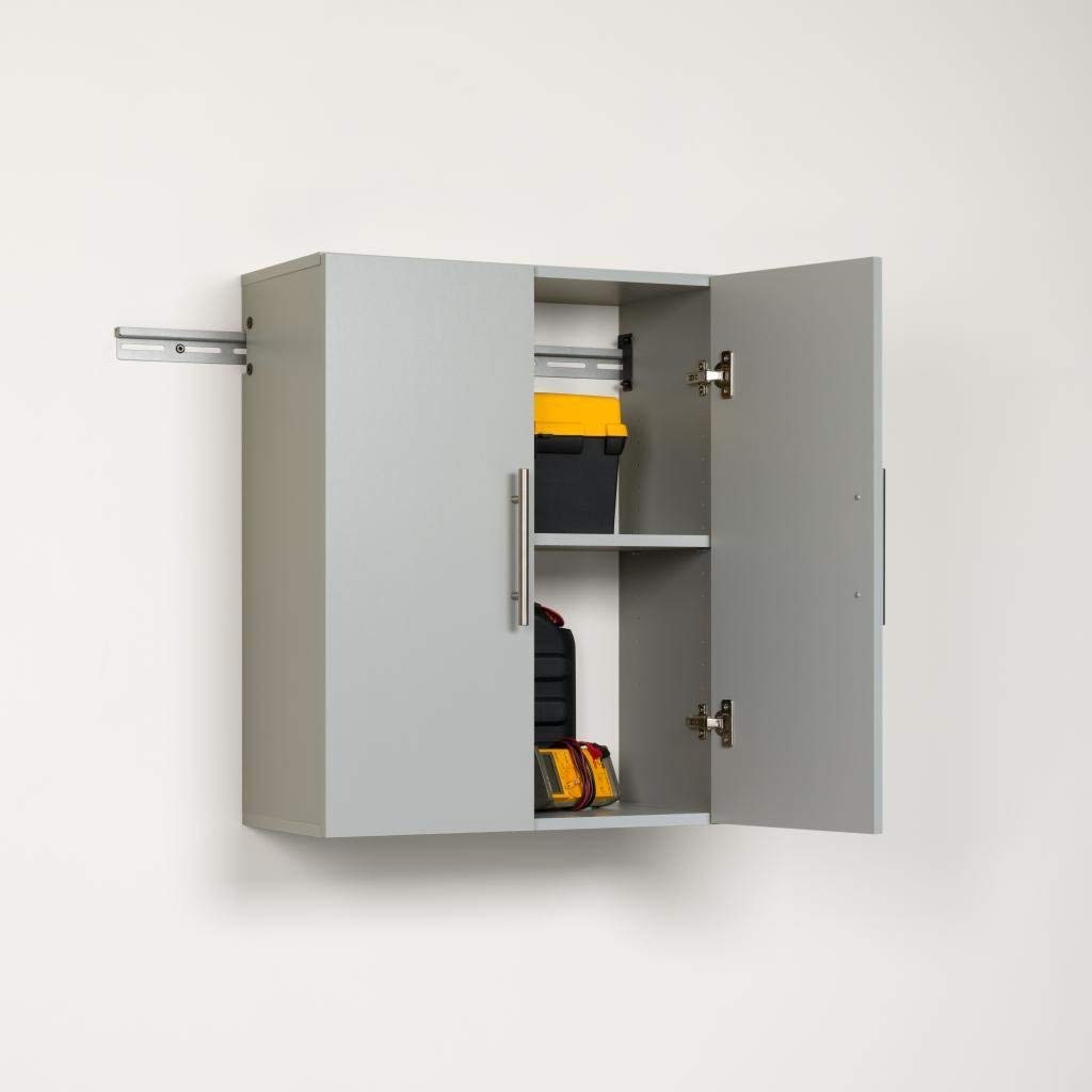 Prepac HangUps Large Storage Cabinet, 36", Light Gray & HangUps Upper Storage Cabinet, 24", Light Gray