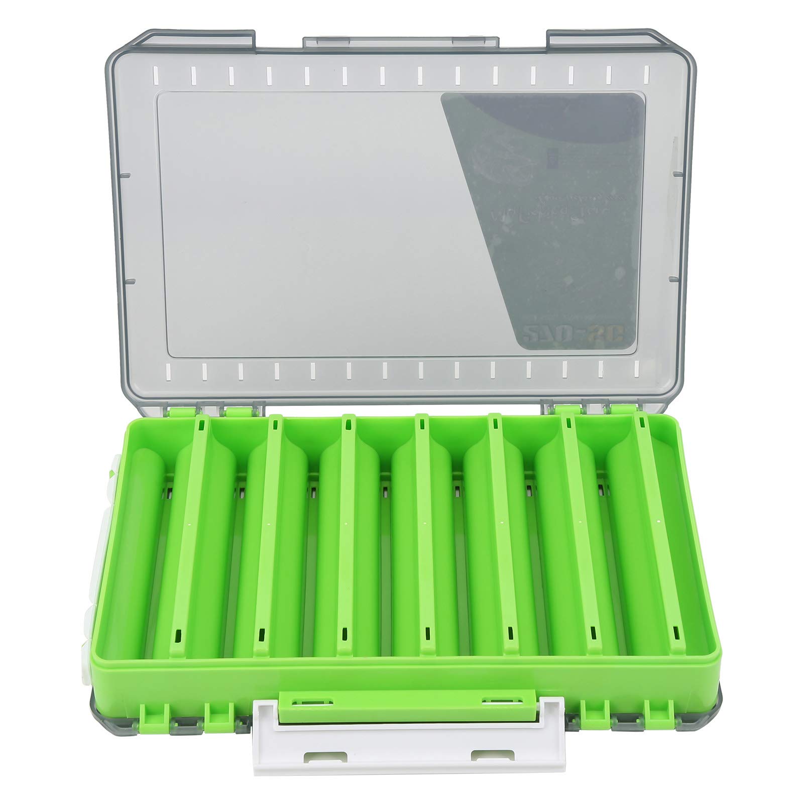 Qqmora Double Open Design Lure Storage Accessories Box 16 Grids Double-sided Design Pratical,for Storing Bait,Hooks and Fishing Accessories(green)
