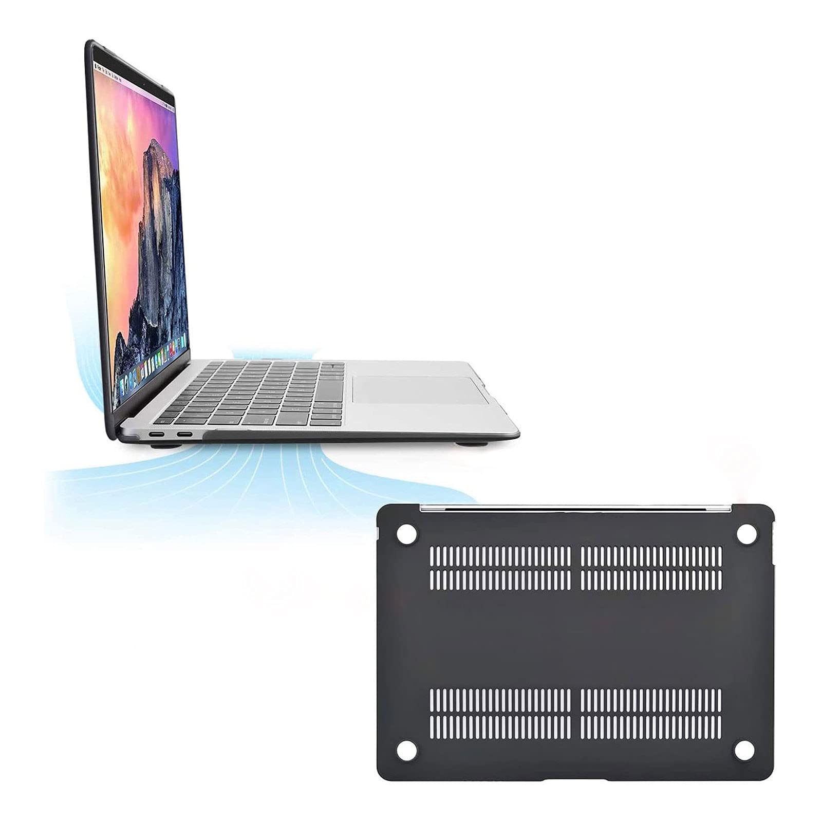 MOSISO Compatible with MacBook Air 13 inch Case 2022 2021 2020 2019 2018 Release A2337 M1 A2179 A1932 Retina Display Touch ID, Plastic Face Sketch Hard Shell & Keyboard Cover & Screen Protector, Black