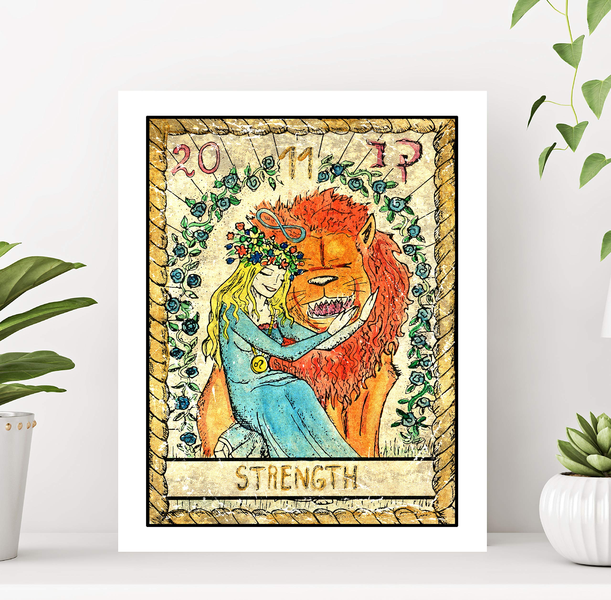 Wall Art Motivation Strength Lion The old tarot card Print Glam Modern Art Poster Print Designer Brand
