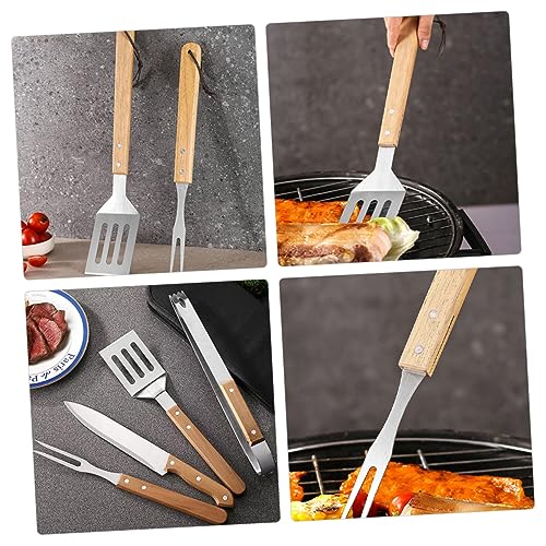 NOLITOY 1 Set Clips Grill Tools Grill Fork Tong Grilling Spatula Camping BBQ Tools BBQ Tools for Outdoor Grill Grilling Accessories Kit BBQ Barbecue Cooking Utensils Shovel Beech