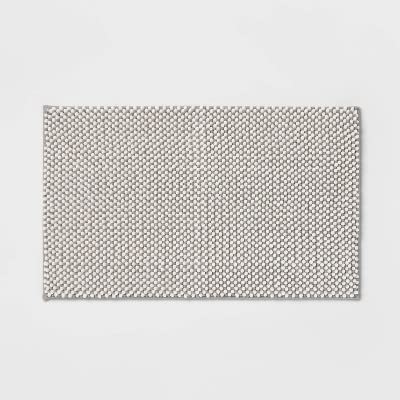 Threshold Low Chenille Memory Foam Bath Rug Gray and White 20 x34 - (Pack of 2) Grey
