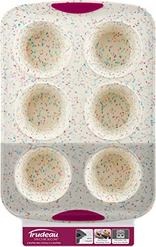 Trudeau Structure White Confetti Reinforced 6 Cup Jumbo Muffin Pan Silicone Bakeware