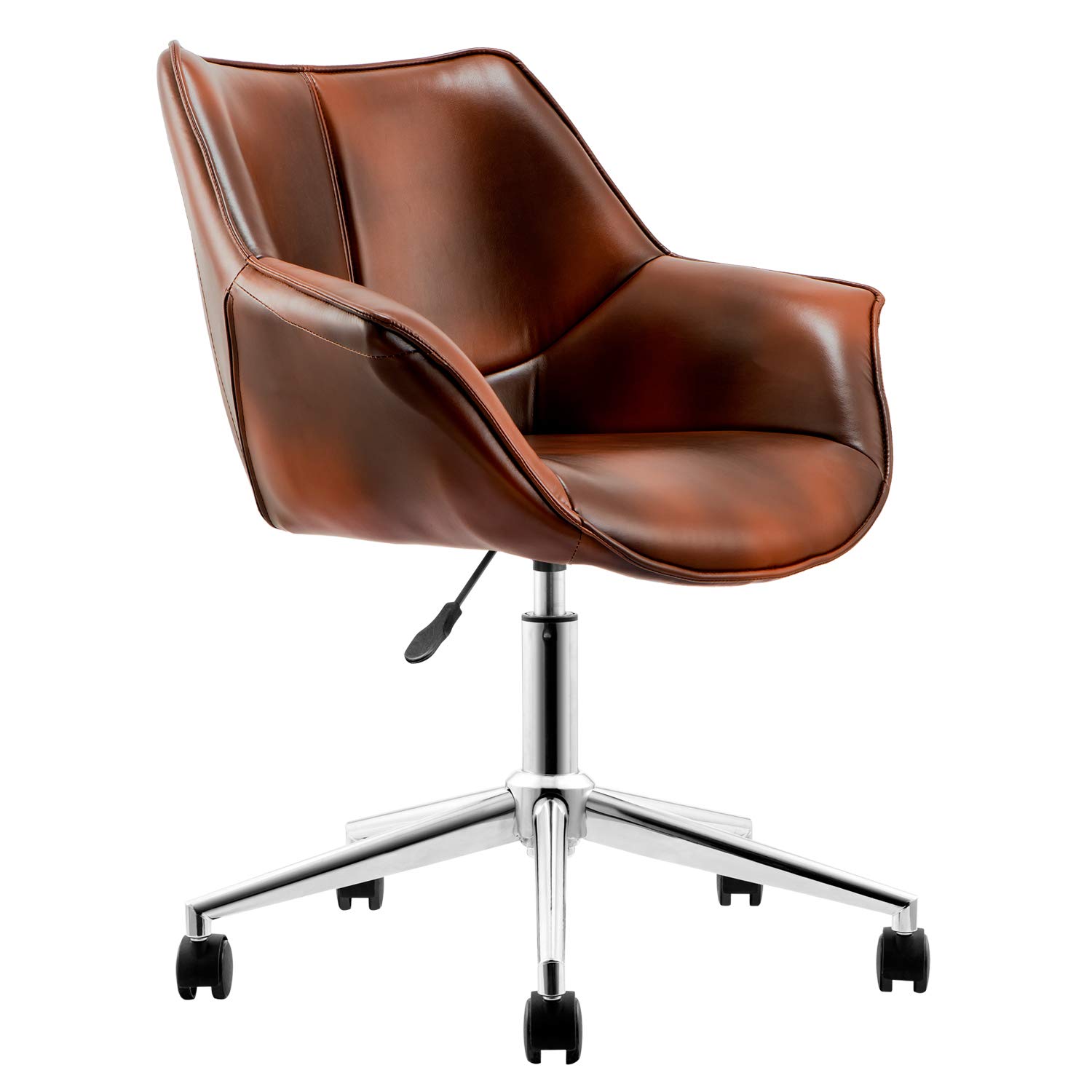ovios Office Chair,Leather Computer Chair for Home Office or Conference.Swivel Desk Chair with Chrome Base and Arms. (Leather & Suede)