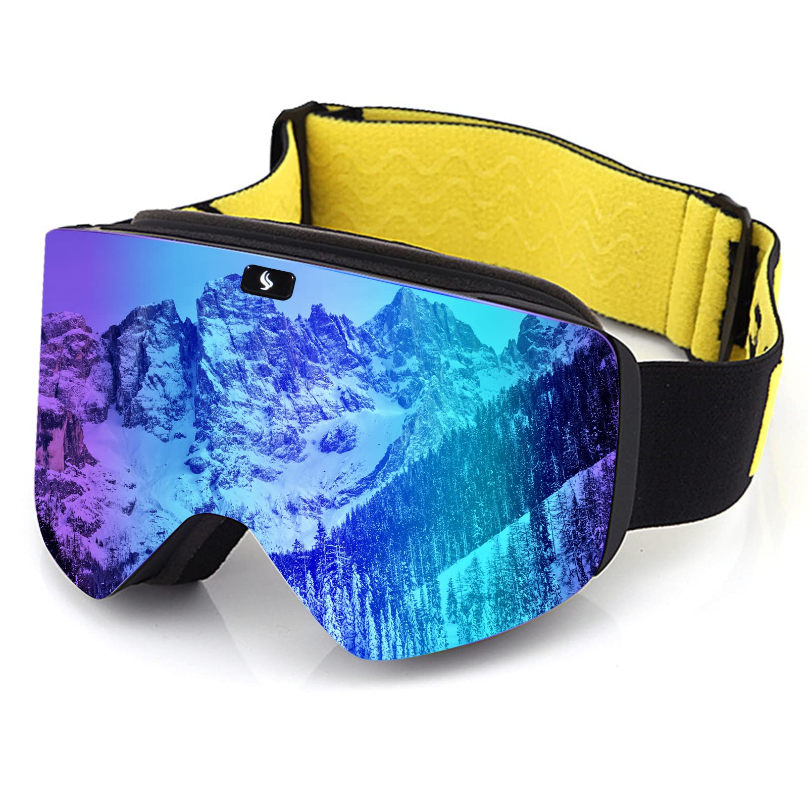 Ski Goggles,OTG Snowboard Goggles,Magnetic Interchangeable Lens,Anti-Fog 100% UV Protection Goggles for Men and Women(Blue),One Size