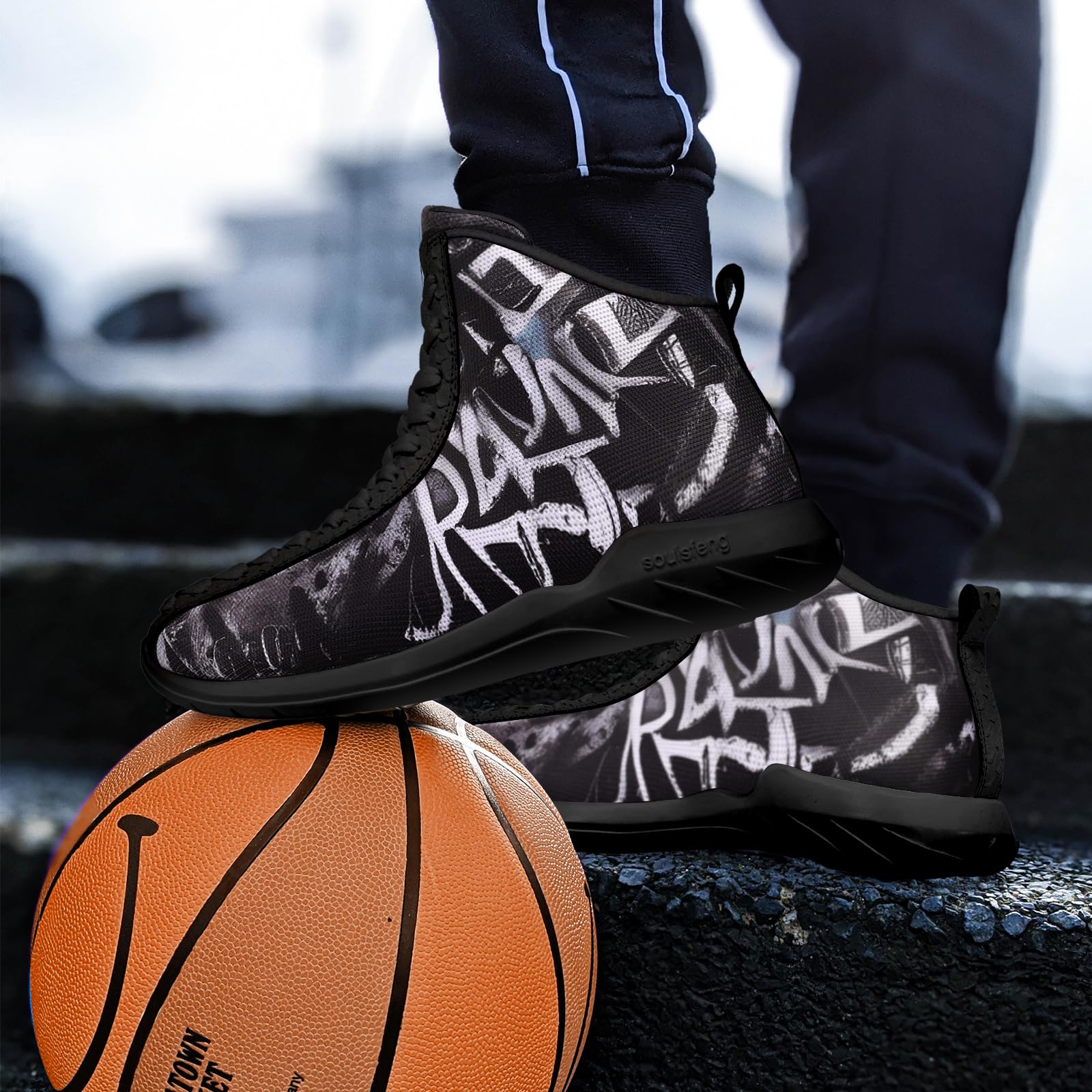 Soulsfeng Mens Non-SLIN High Top Basketball Shoes Breathable Cross Trainers Tennis Running Shoes for Fitness Size 13.5 Women/Size 12 Men