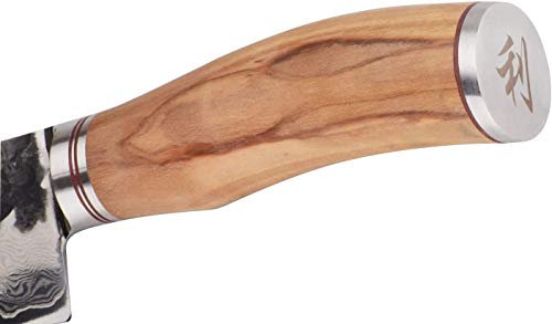 Wakoli Damascus Nakiri knife 6.9-inch blade extremely sharp from 67 layers genuine Japanese Damascus steel with a black hammer and olive wood handle, Olive HS Series