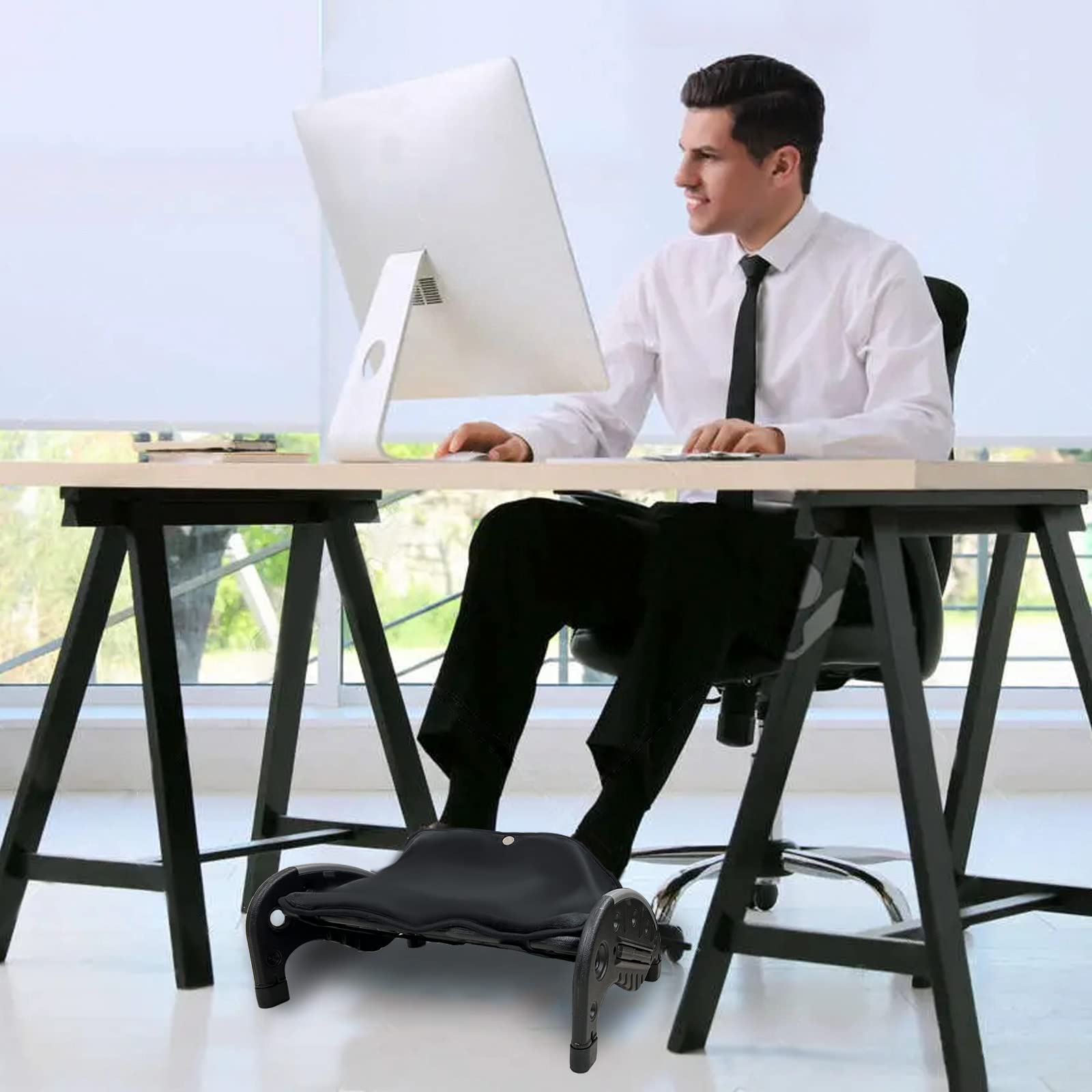 Scalebeard Rocking Foot Rest for Under Desk at Work,Two Mode of Use Footrest with Removable Warmer Feet Pocket for Home,Office,Gaming,Computer,Ergonomic Foot Stool with Massaging Beads for All Seasons