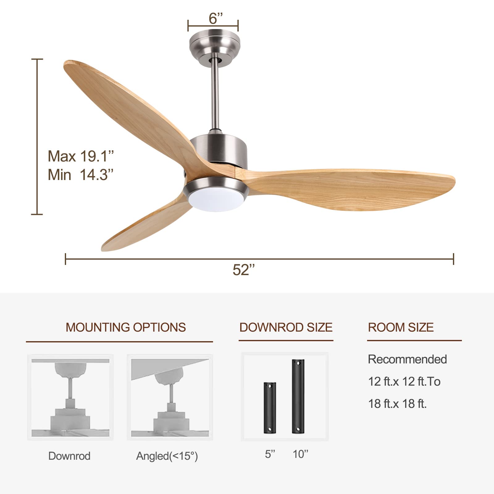Ovlaim Retractable Fan with Remote Control,44 Inch Ceiling Fan with Light Industrial Ceiling Fan Retractable Blades Vintage Cage Chandelier Fan with Remote Control