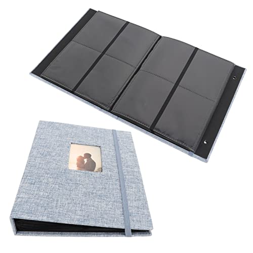 Photo Album, Hemp Woven Cotton Shell, Delicate Photo Album, 208 Pockets, Fine Workmanship, Mini for Gift (Blue)