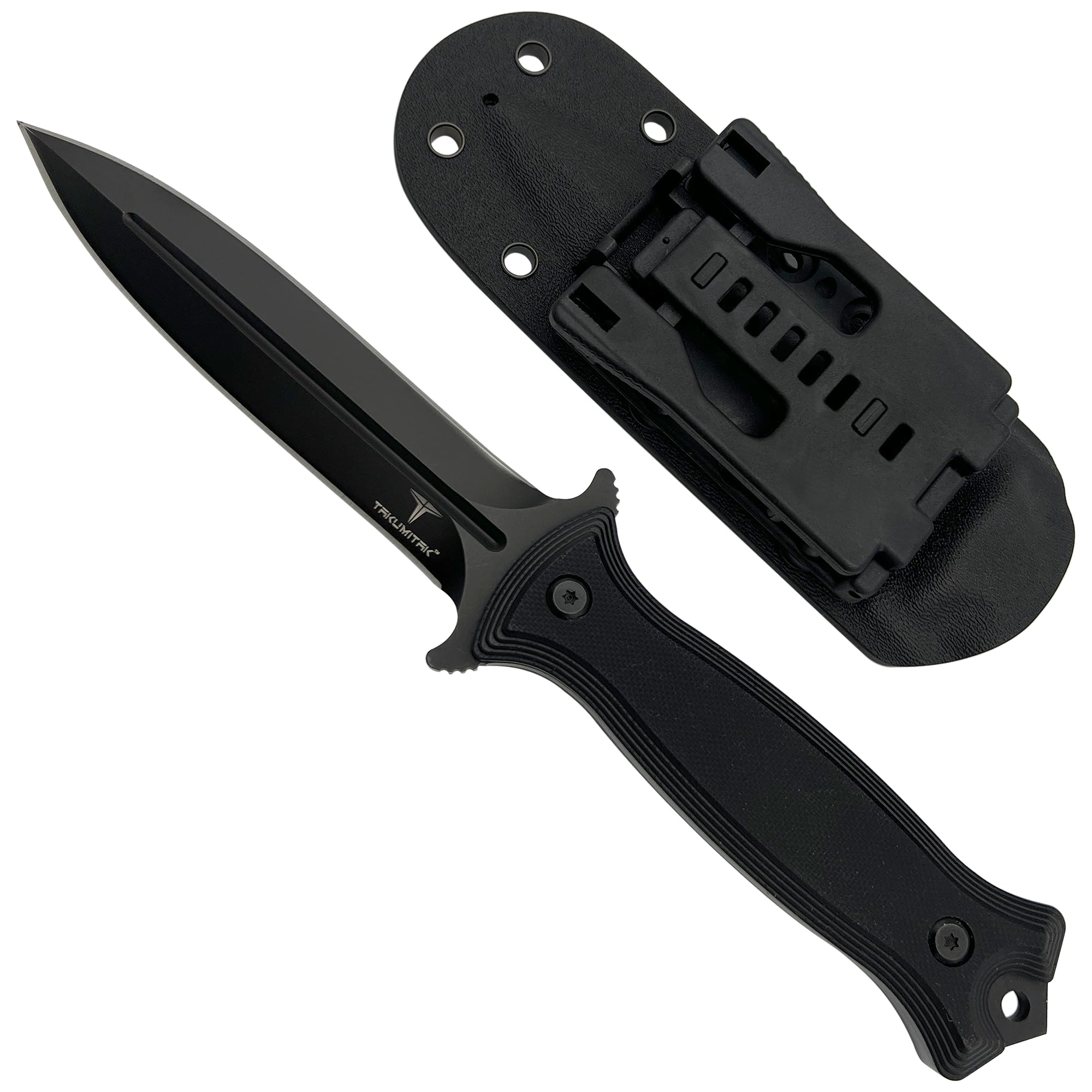 Tactical Knife Hunting Knife Survival Knife D2 Spear Point Blade G10 Handle Kydex Sheath Molle Clip Fixed Blade Knives Camping Accessories Camping Gear Survival Kit Survival Gear And Equipment Tactical Gear Hunting Gear EDC Knife EDC Gear 82460 (Black TKF