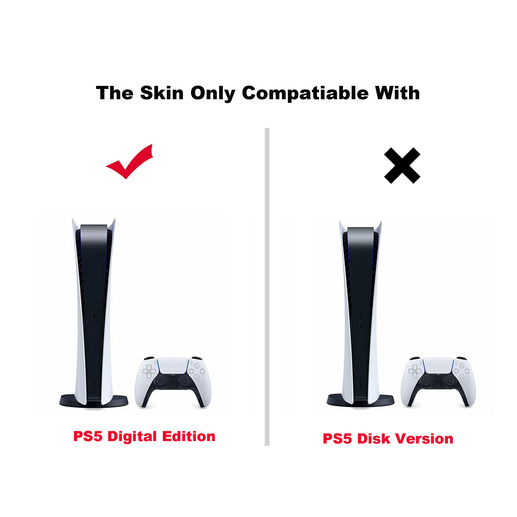 Skin Sticker for PS5 Console and Wireless Controller Full Set Decal Cover Skin Wrap for Playstation 5 Digital Edition (Light Color)