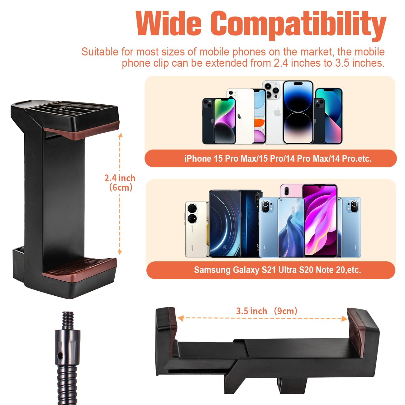 Phone Floor Tripod Stand, Lusweimi 81" Tall Cell Phone Tripod, Overhead 360°Adjustable Gooseneck Tripod with Phone Holder, Compatible with iPhone 15 Pro Max/Plus/14/13/12 for Video Recording