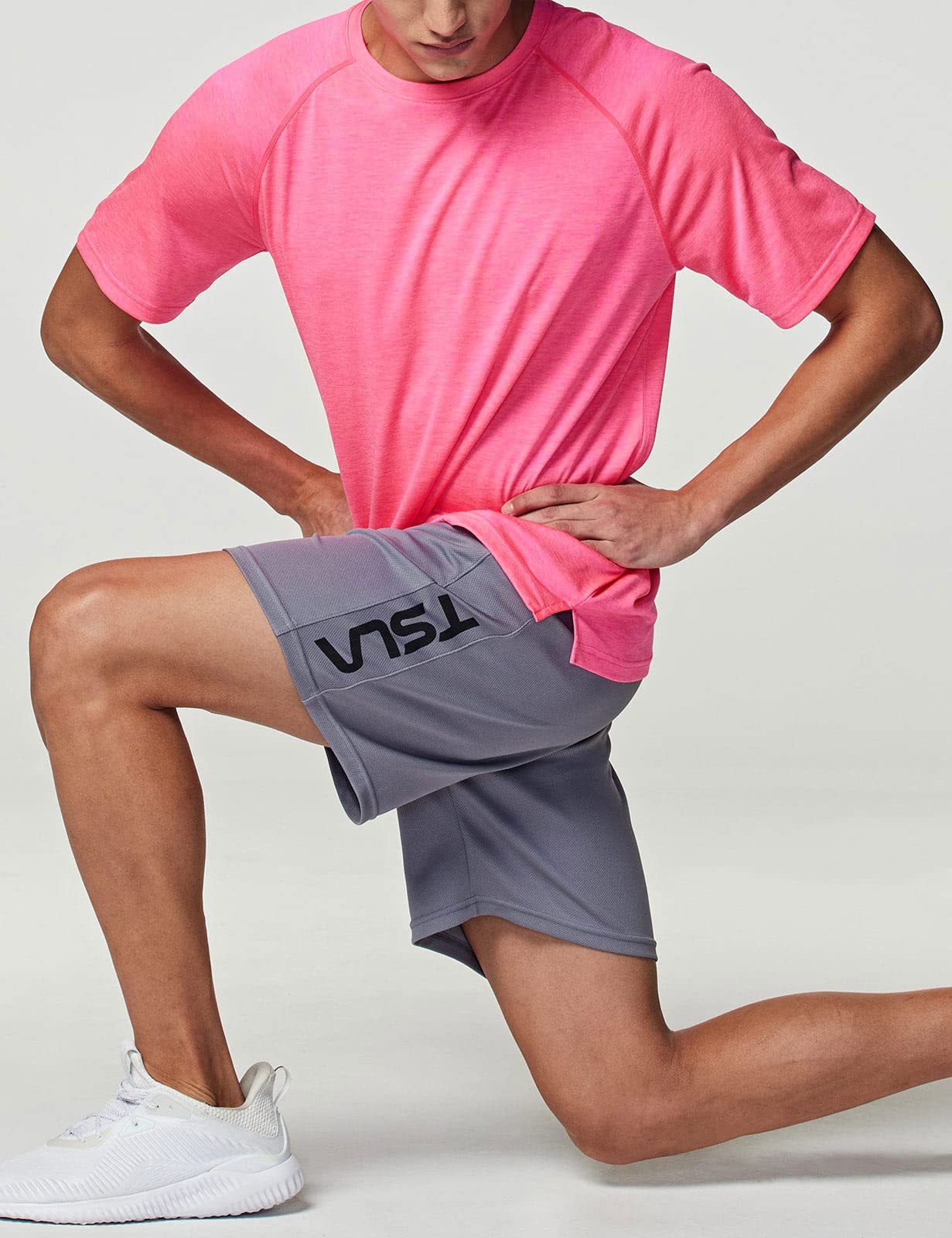 TSLA Men's Workout Running Shirts, Dry Fit Moisture Wicking T-Shirts, Sports Gym Athletic Short Sleeve Shirts, Hyper Dri Neon Pink, Small