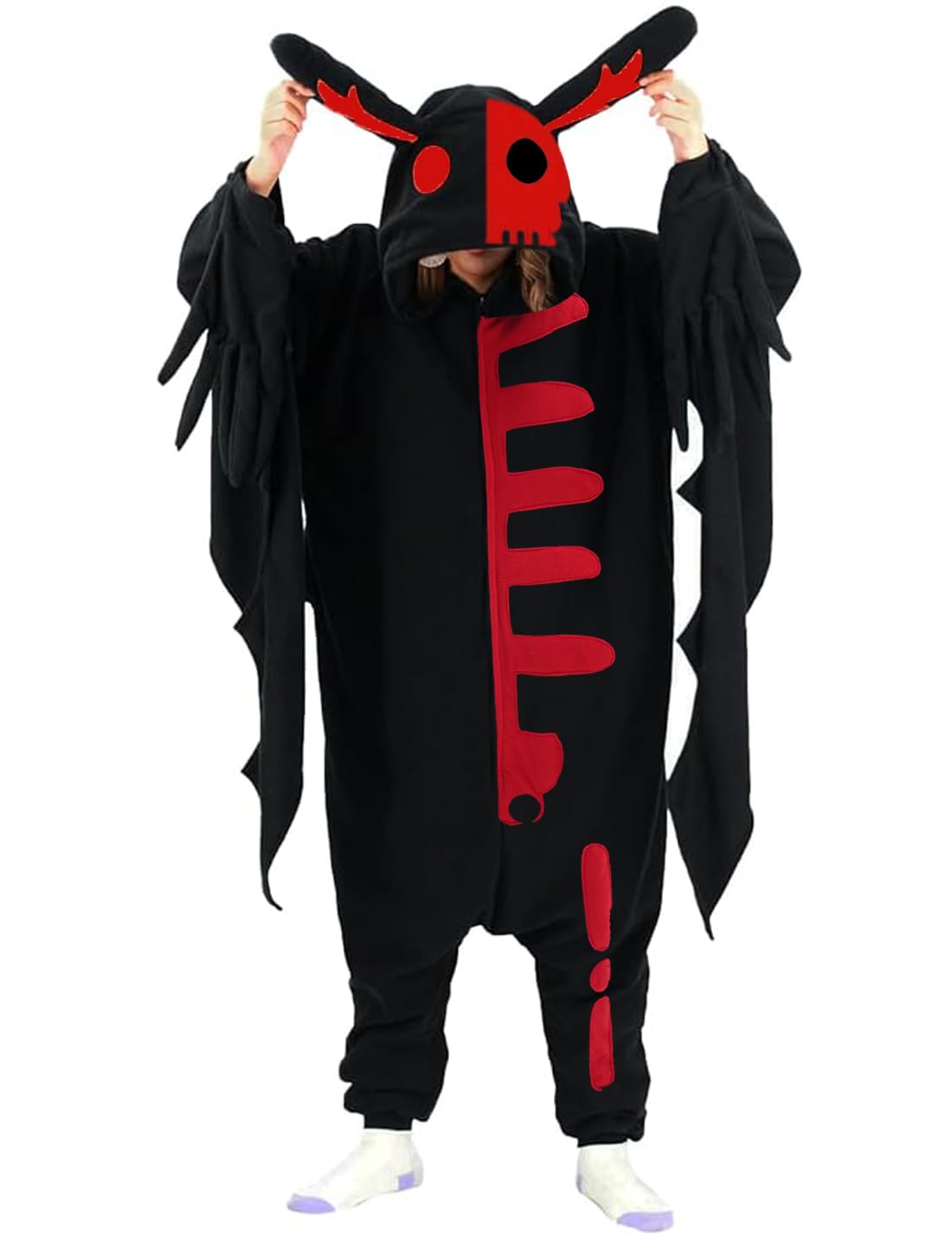 Mothman Halloween Onesie Adult Pajamas Cosplay Animal Homewear Sleepwear Jumpsuit Costume for Women Men