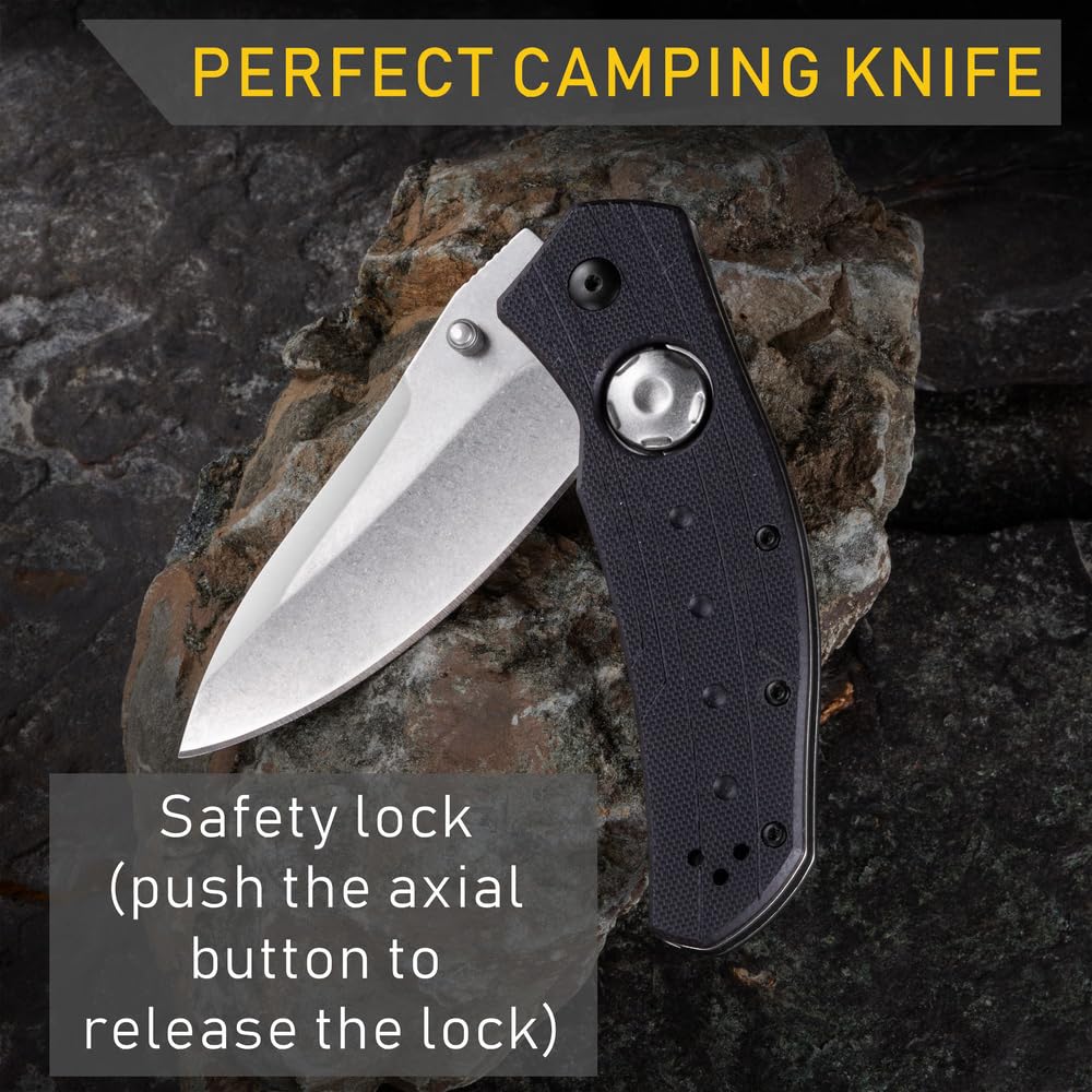 Pocket Knife for Men with Clip - Tactical Pocket Folding Knives Military with Black G10 Handle - Best EDC Folding Pocket Knife for Self Defense WK 04002