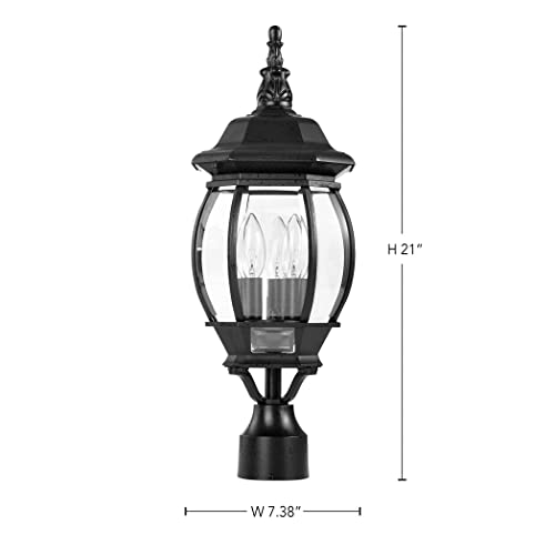 NUVO 60/899 Central Park Outdoor 3-Light Post Lantern, 60 Watts/120 Volts (Black), 21 x 7.4 Inches