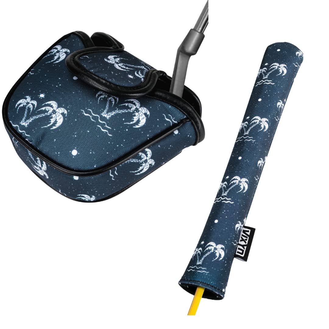 VIXYN Mallet Putter Cover and Alignment Stick Cover Matching Bundle Set (Palm Springs)