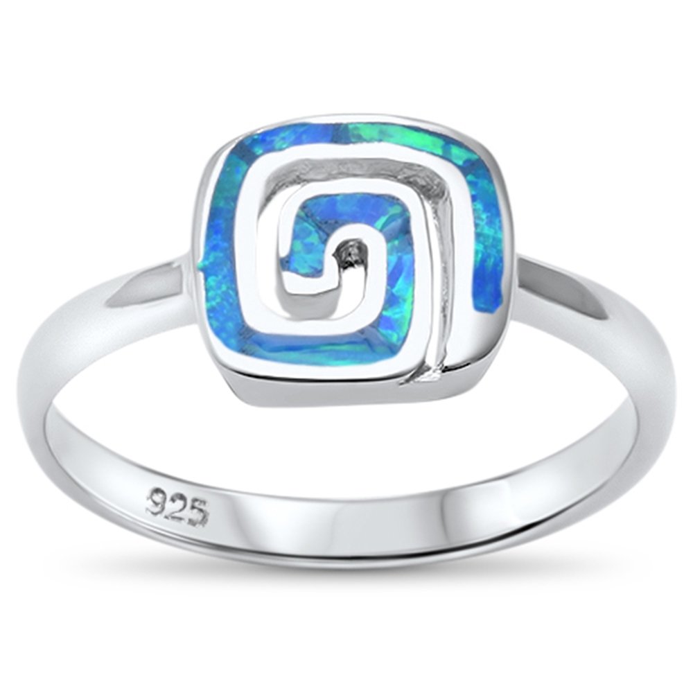 Oxford Diamond Co Sterling Silver Lab Created Opal Spiral Trendy Design Ring Sizes 7
