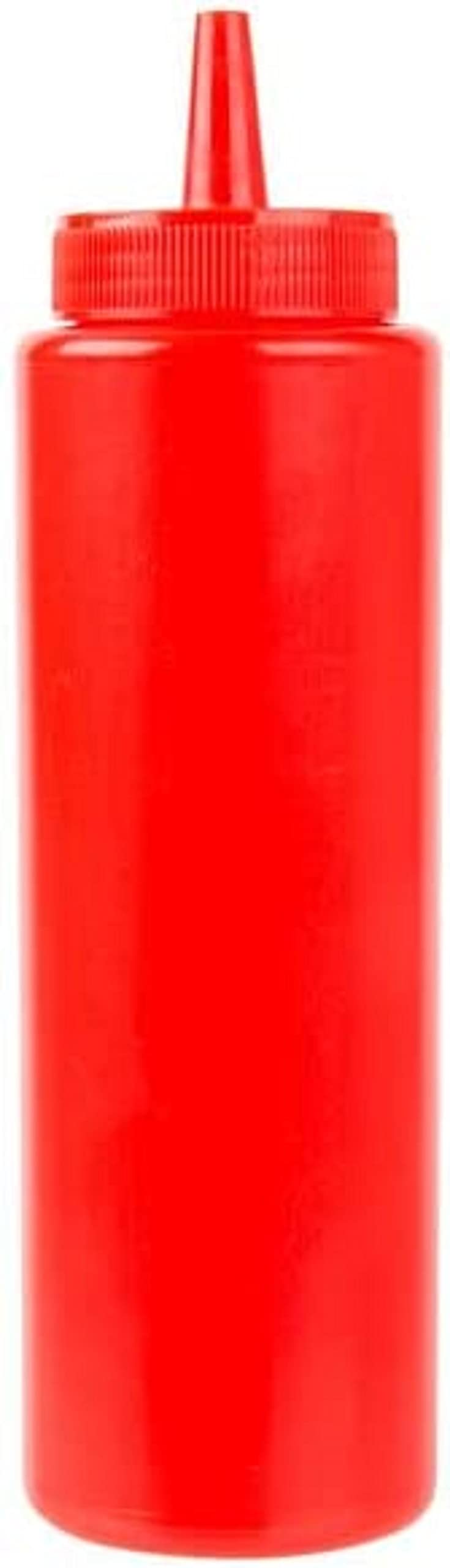 TrueCraftware-Set of 12 Squeeze Condiment Dispensing Bottles 12 oz Red- Plastic Squeeze Bottle For Sauces Spreads Ketchup Mustard Mayo Hot sauces and Olive oil