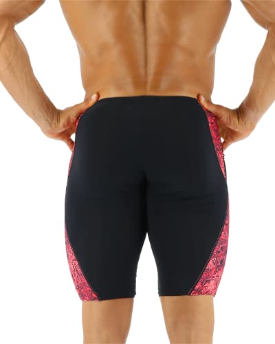 TYR Men's Standard Nebulous Blade Splice Swimsuit Jammer, Red, 26