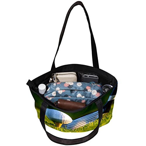 Women's Large Size Canvas Shoulder Bag Hobo Crossbody Handbag Casual Tote, Grass Golf