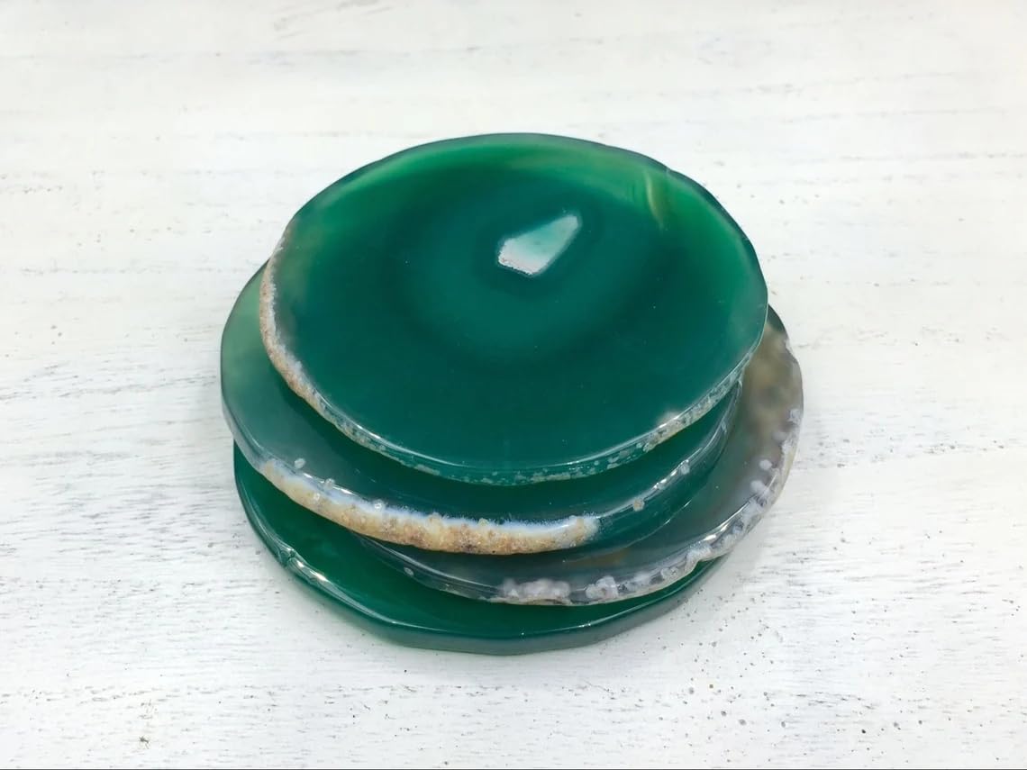 Natural Stone Coasters for Drinks Agate Geode Reiki Healing Crystal Slices Drinkware Bar Cup Coasters For Coffee Table Home Decor Housewarming Gift (1 Piece)