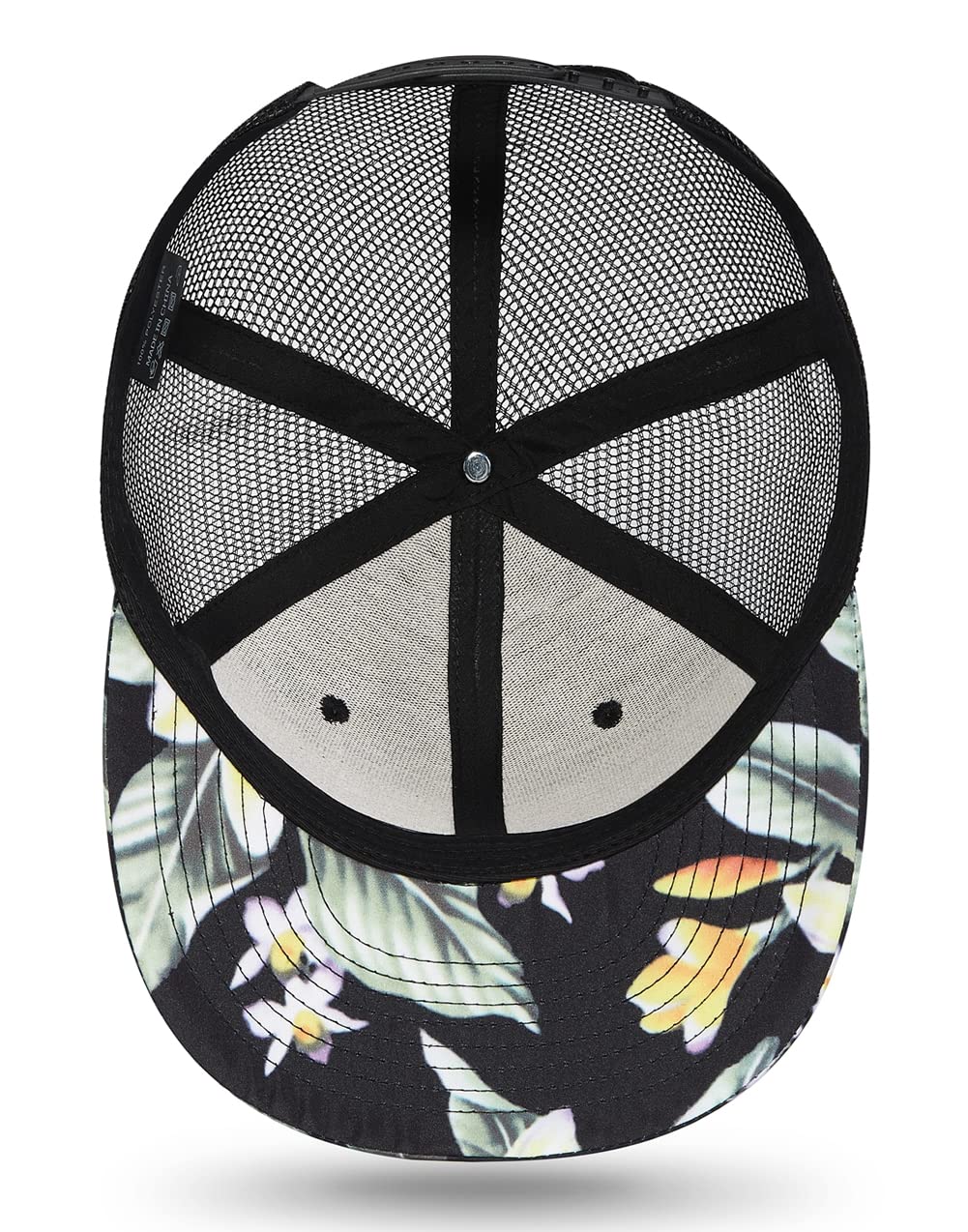 Quanhaigou Mesh Trucker Hats,Outdoor Snapback Dad Hat,Hip Hop Men Women Adjustable Baseball Caps (Black Flower B)