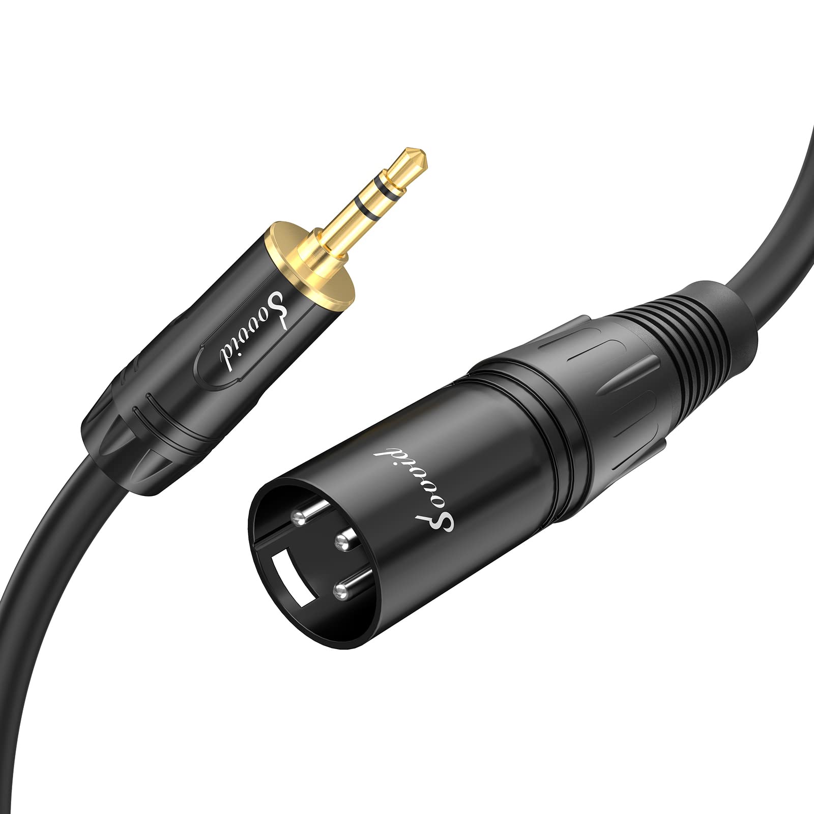 Sovvid XLR Cable to 1/8Inch 3.5mm - 3FT Male to XLR Male Microphone Cable Cord Professional TRS Stereo Balanced Cable for iPhone iPad Tablet Laptop and More Black