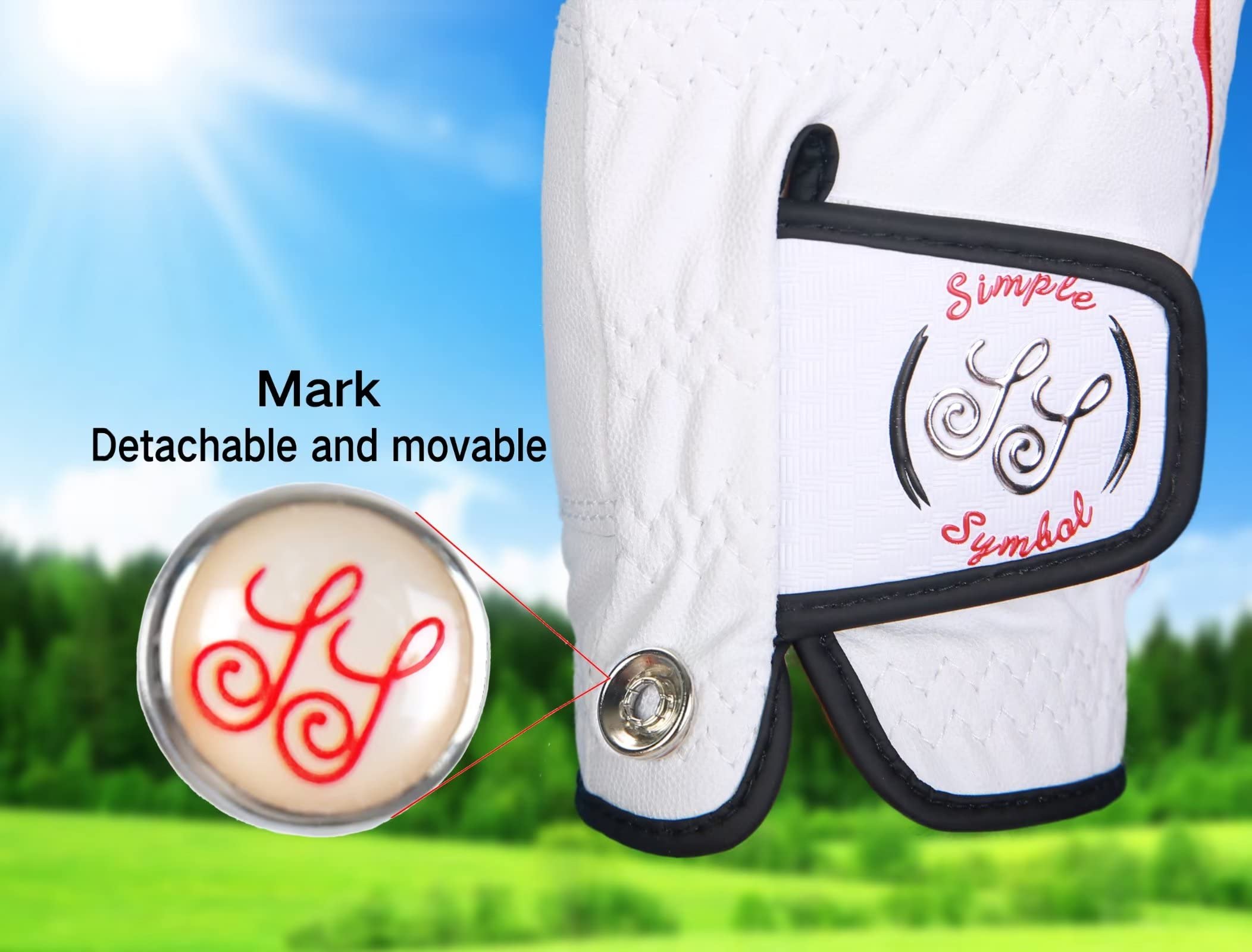 SIMPLE SYMBOL Men's Golf Glove Six Pack Left Hand Right Hand White Microfiber Small/Medium/Large/XL (Left,M)