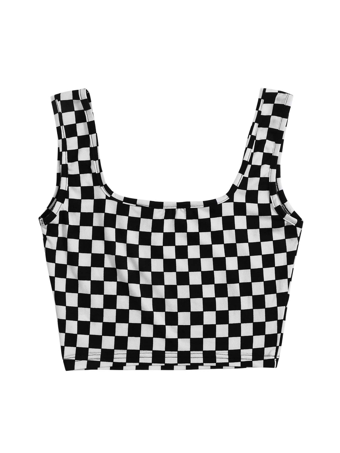 SOLY HUX Women's Graphic Print Spaghetti Strap Casual Summer Workout Cami Crop Tank Tops Black White L
