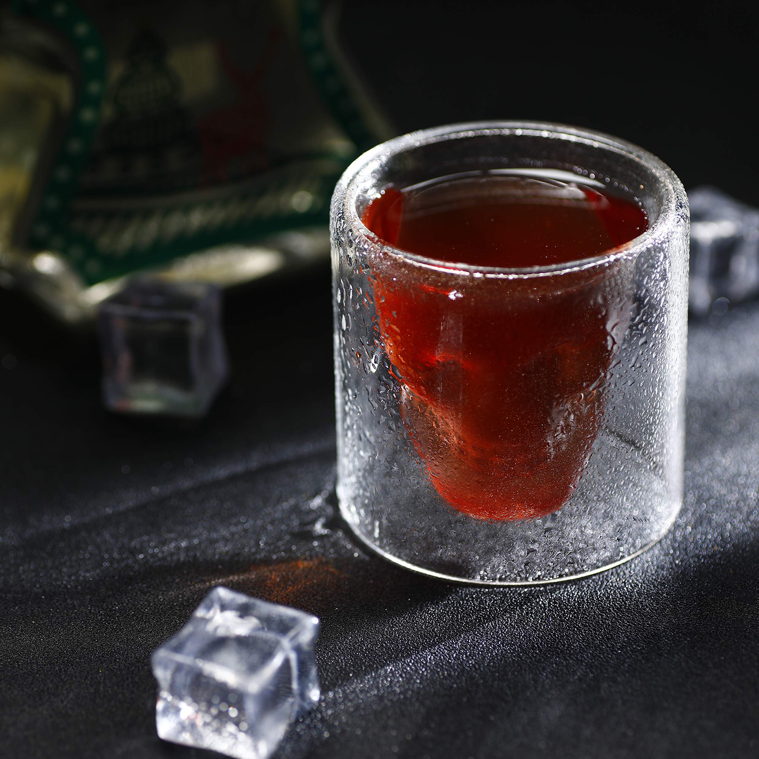 Viktorwan Skull Glasses, Shot Glasses,Funny Crystal Drinking Cup,Creative Whiskey Glasses,Double Wall Cool Beer Cup for Wine Cocktail Vodka,Home Halloween Party Bar Gift, set of 4 (25ml)
