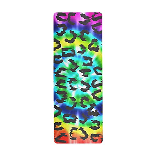 senya Leopard Print Tie Dye Cheetah Yoga Mat Cover, Non Slip Exercise Mat Cover High Performance Grip, Coming with Carry Bag(7ue6a)
