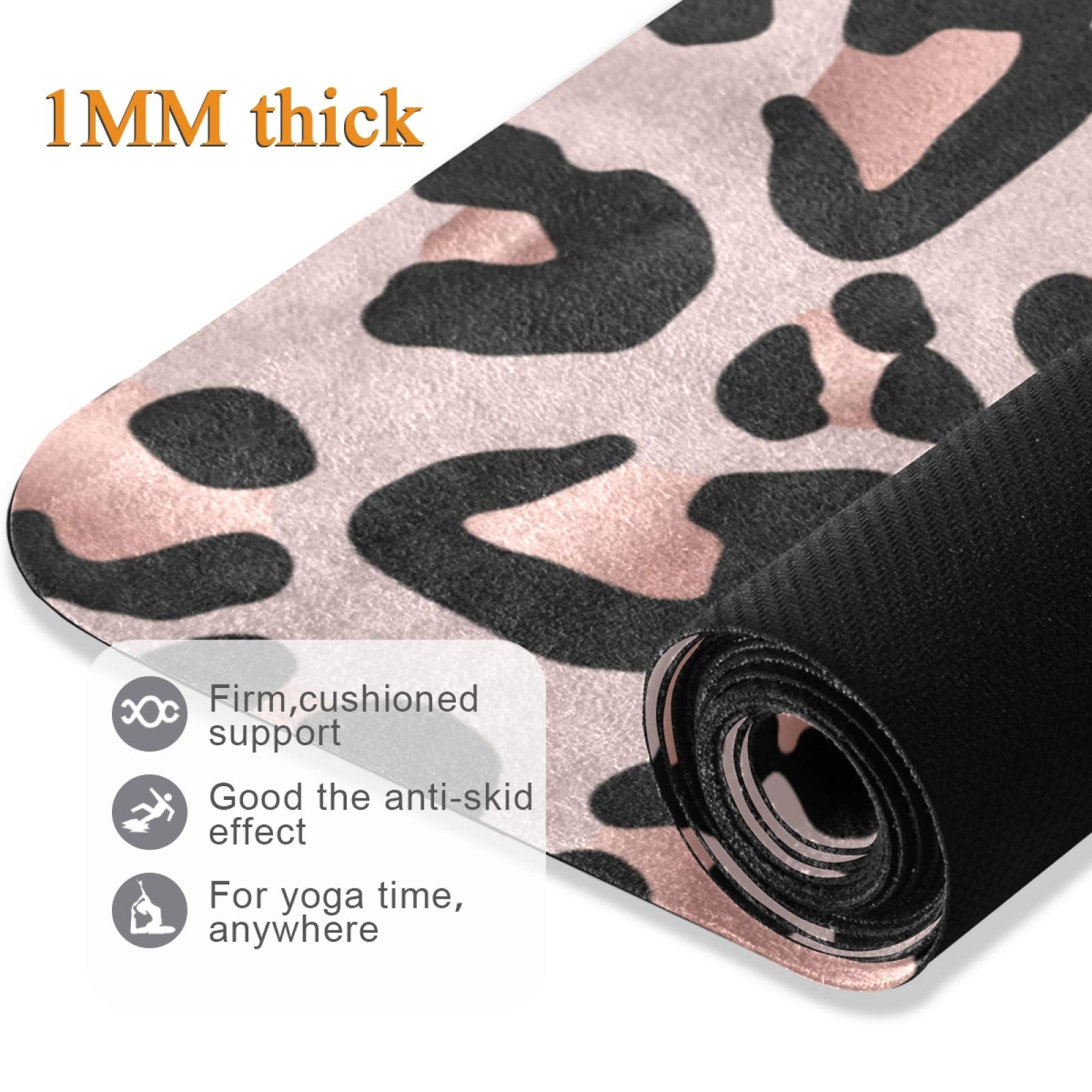 senya Rose Gold Leopard Yoga Mat Cover, Non Slip Exercise Mat High Performance Grip, Coming with Carry Bag(0rh3f)