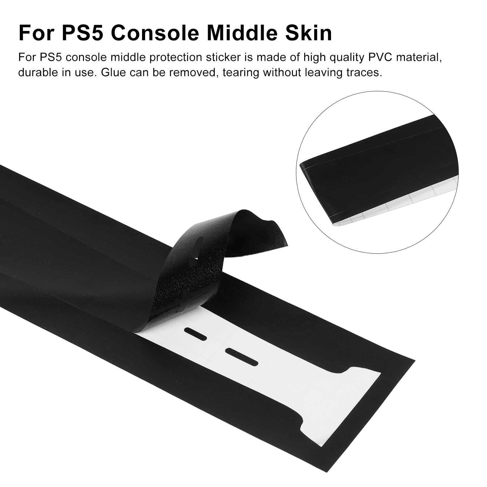 Zyyini for PS5 Optical Drive Edition Host, Console Middle Skin, Integral Scratch Resistant, Middle Strip Sticker for PS5 Optical Drive Edition Host(Black)