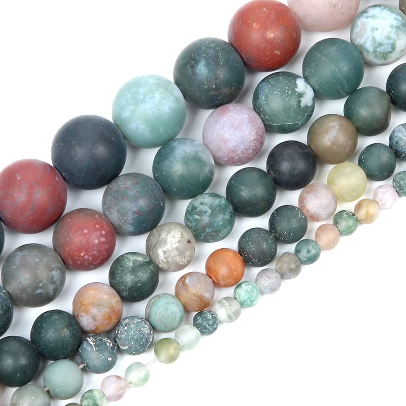 NHBT YU Natural Stone Beads Frosted Indian Agate Round Loose Beads for Jewelry Making Needlework Bracelet DIY 4-12 MM T87 (Color : H7460, Item Diameter : 6mm About 63 pcs)