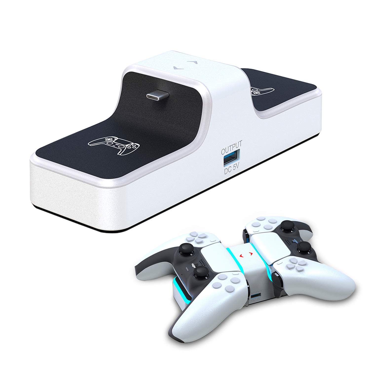 PlayStation 5 DualSense Controller Charger, Portable Charging Station for PS5 Wireless Controller, Fast Charging Dock with LED indicator - PS5 Accessories