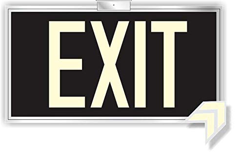 Photoluminescent Exit Sign Black Framed Flag/Ceiling Mount (Removable Arrows) Code Approved UL 924- IBC-NFPA