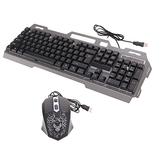 Wired Gaming Keyboard Mouse Combo, 104 Keys RGB Light Reinforced Bottom Keyboard, USB Gaming Keyboard Mouse Set for PC Gamers