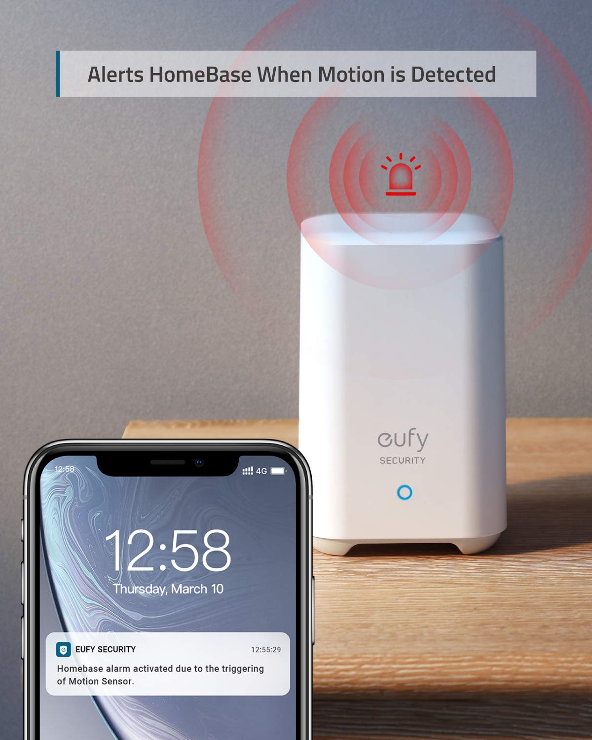 Motion Sensor, eufy Security Home Alarm System, 100° Coverage, 30 ft Detection Range, 2-Year Battery Life, Adjustable Sensitivity, HomeBase Required, Optional 24/7 Protection Service, Home Security