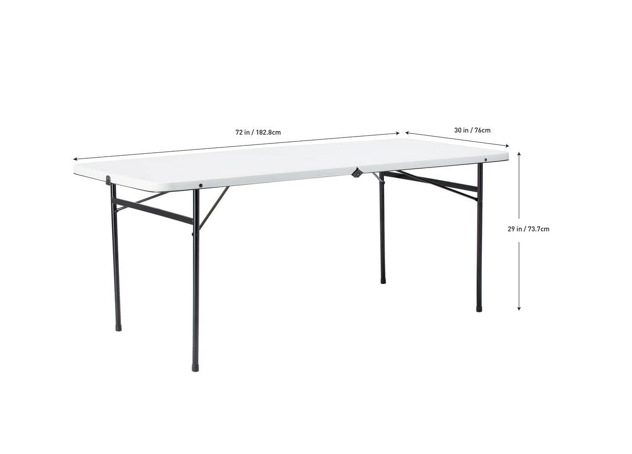 MeNtch 6 Foot Bi-Fold Plastic Folding Table, White