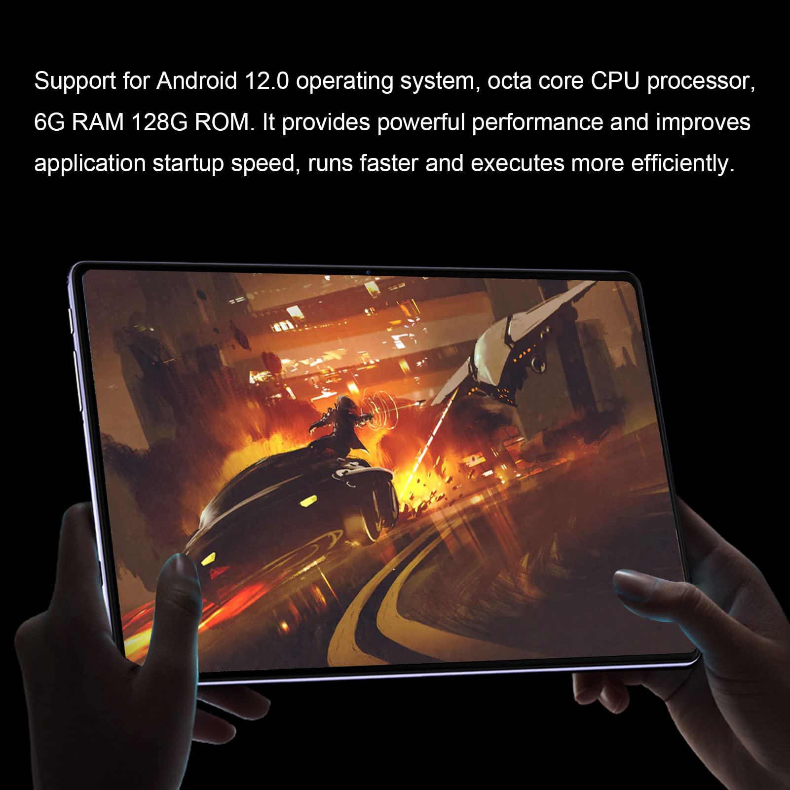 TOPINCN 10.1 Inch Tablet, 6G RAM 128G ROM Portable Tablet 2.4G 5G WiFi for Travel for Home (Grey)