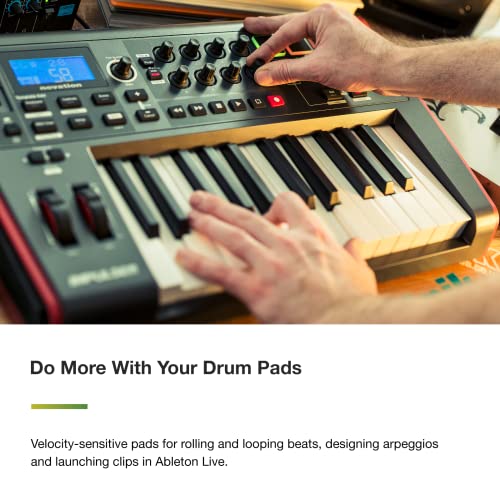 Novation Impulse 61 Keys USB bus-powered MIDI Controller Keyboard โ Robust, ultra-responsive, full-size piano keyboard with aftertouch and velocity-sensitive pads โ works on Mac or Windows