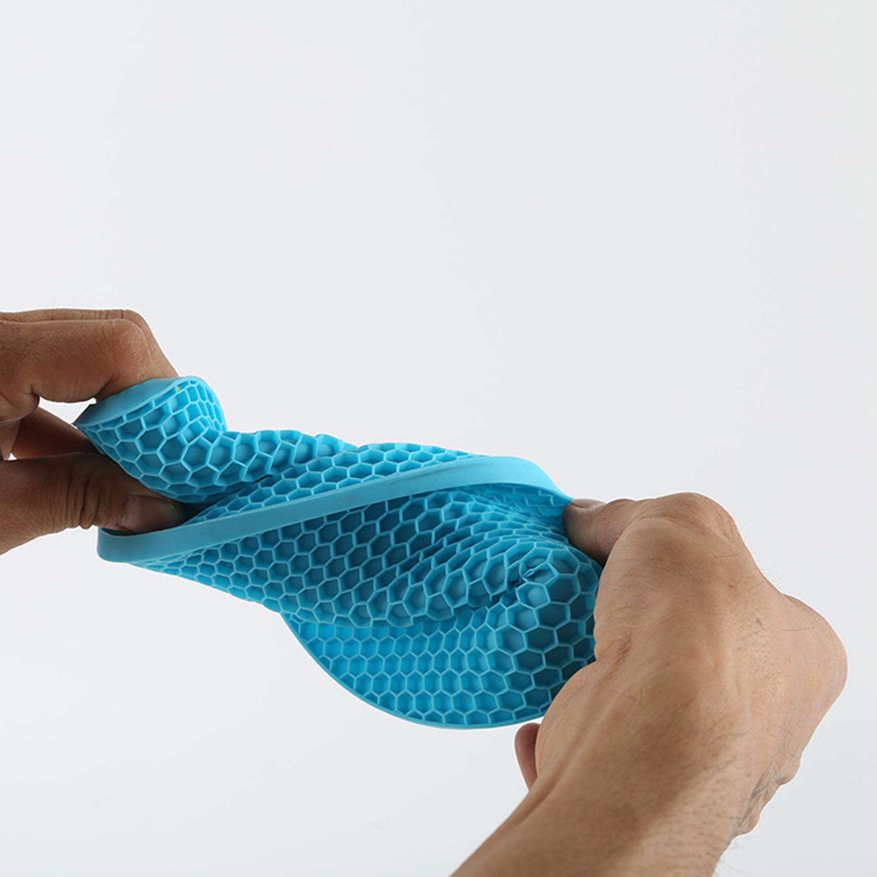 SNOMYRS Silicone Oven Gloves and 2-Piece High Temperature Resistant Silicone Hand Clip 2-Piece Non-Slip Coaster Silicone Coaster for Hot Surfaces (Blue)