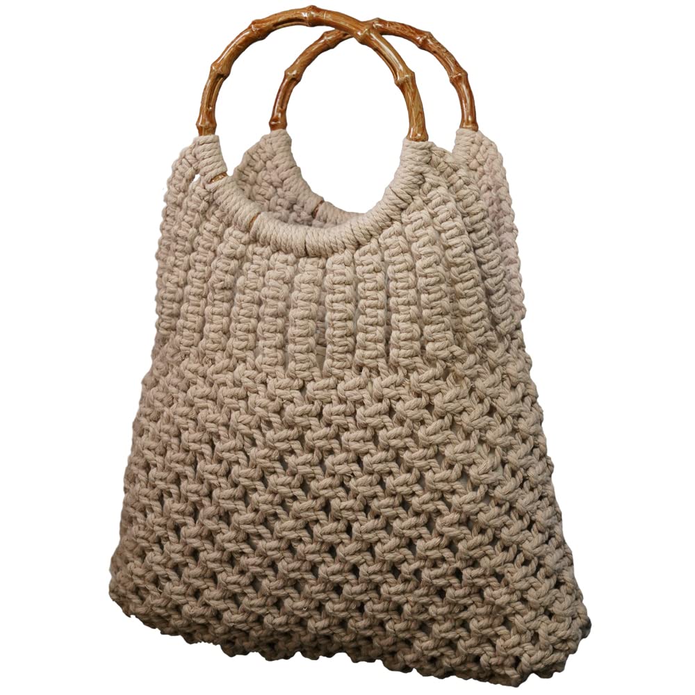 Wicker Purses for Women, Handmade Straw Bag, Cotton Handmade Handbag (Khaki)