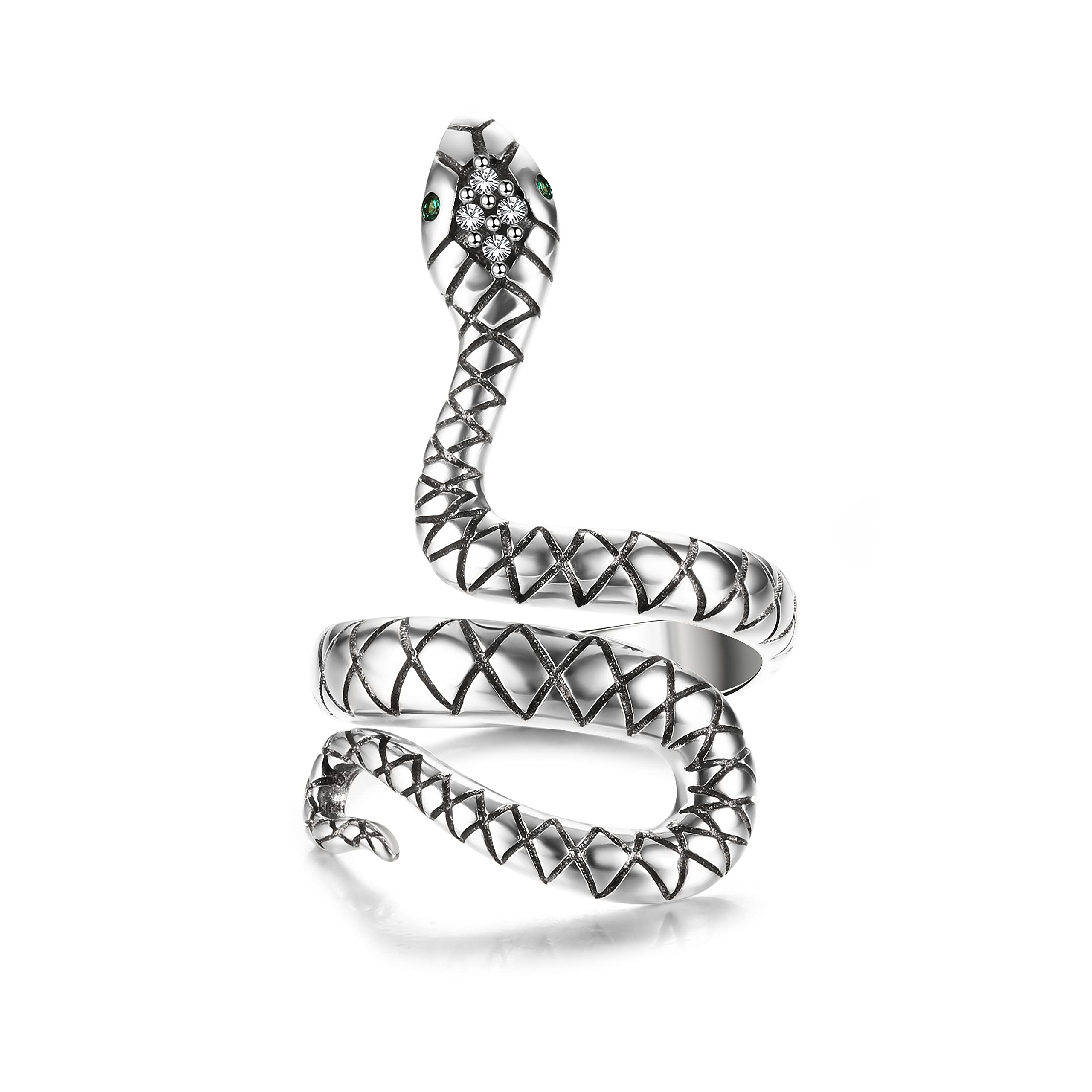 Sllaiss AAA CZ Snake Ring 925 Sterling Silver Open Adjustable Statement Ring White Gold Plated Stackable Rings Jewelry for Women