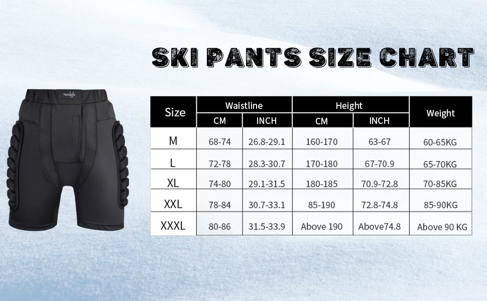 Tentock 3D Protective Hip for Snowboarding,Butt Padded Safety Impact Shorts EVA Protection Pad for Skating Outdoor(M)