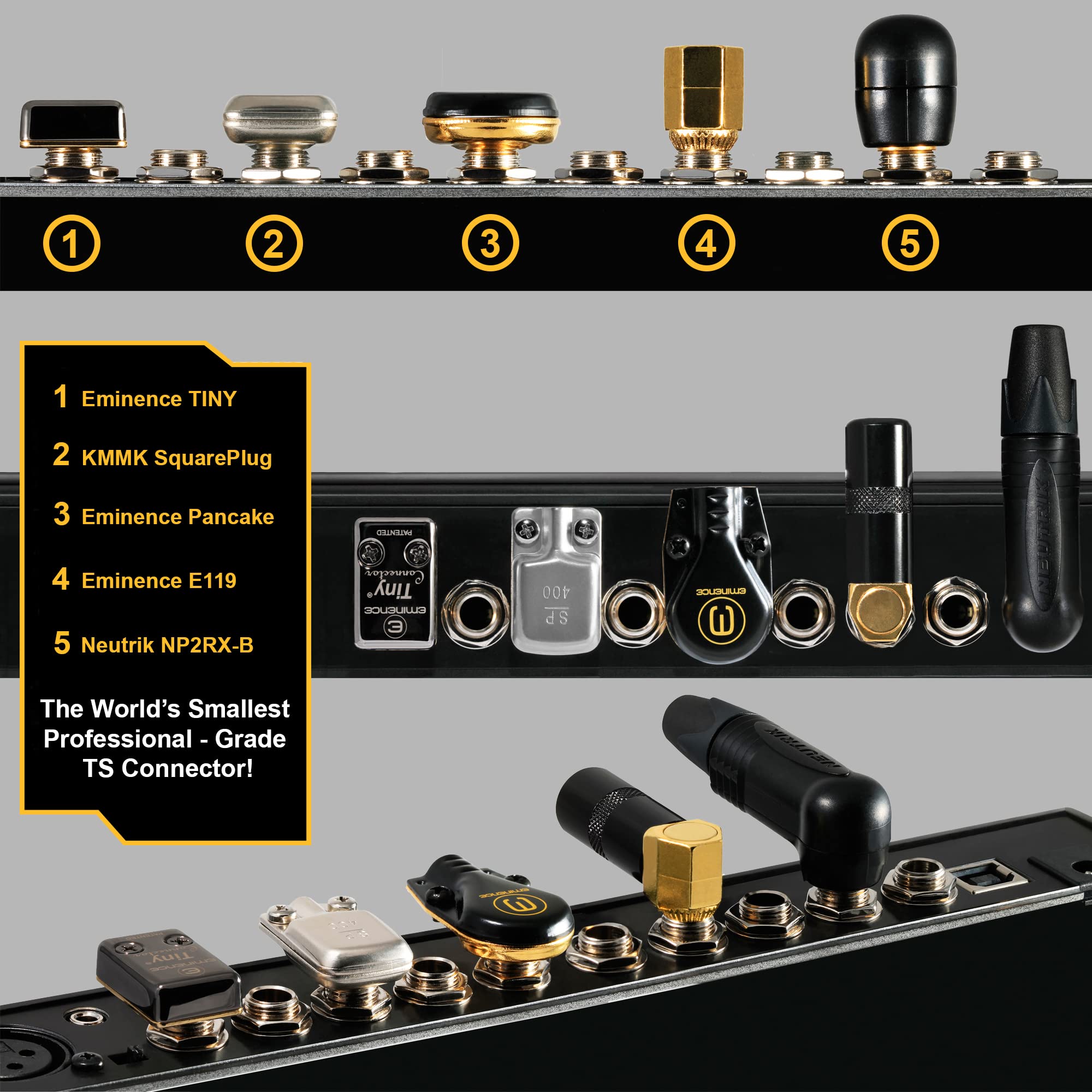 WORLDS BEST CABLES 4 Units - 5 Inch - Pedal, Effects, Patch, instrument cable CUSTOM MADE using Mogami 2319 wire & Eminence Tiny Gold-Plated Angled TS Connectors
