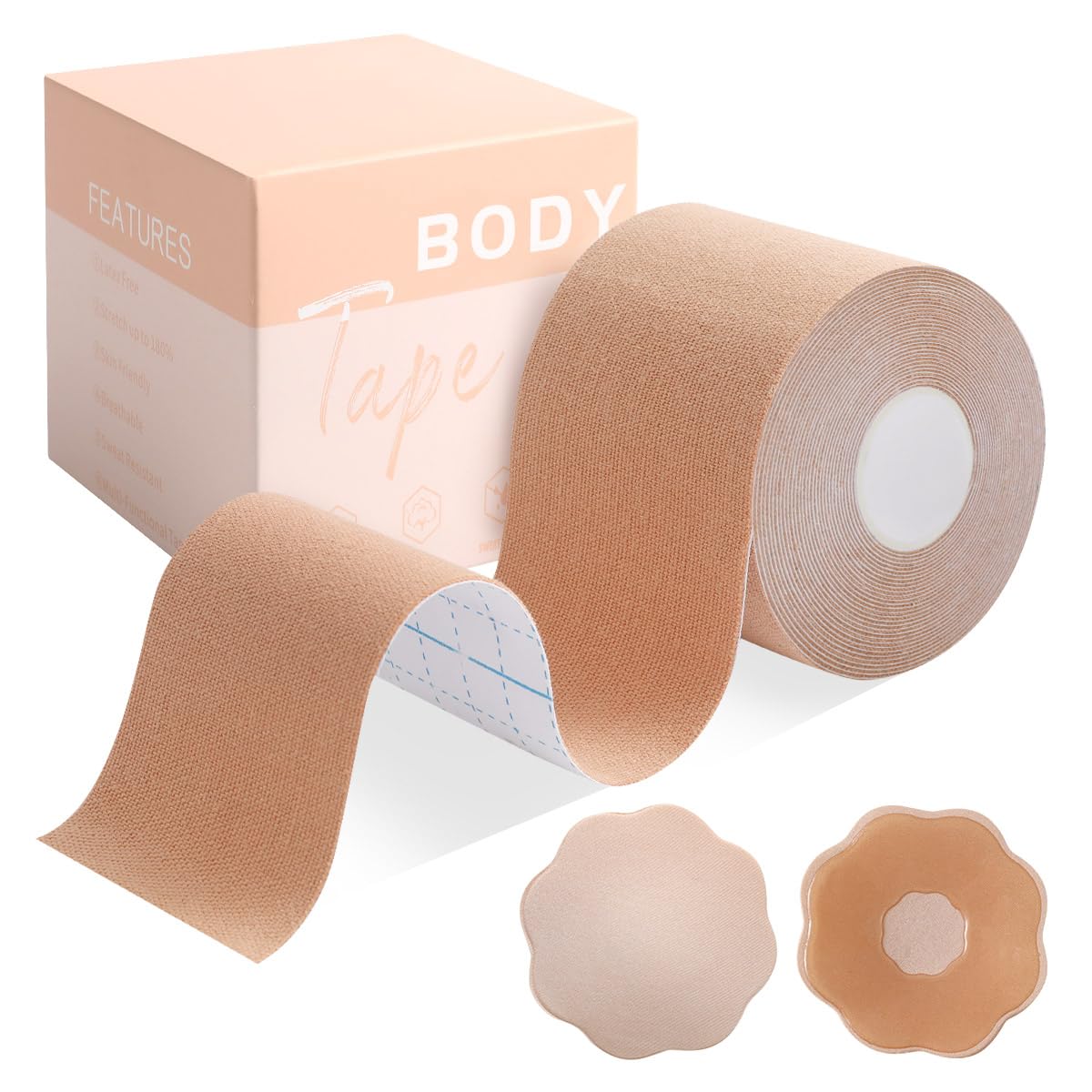 Okela Boob Tape - Breast Lift Tape for Large Breast,Body Tape for Breast Lift w 2 Pcs Breast Petal Adhesive Bra