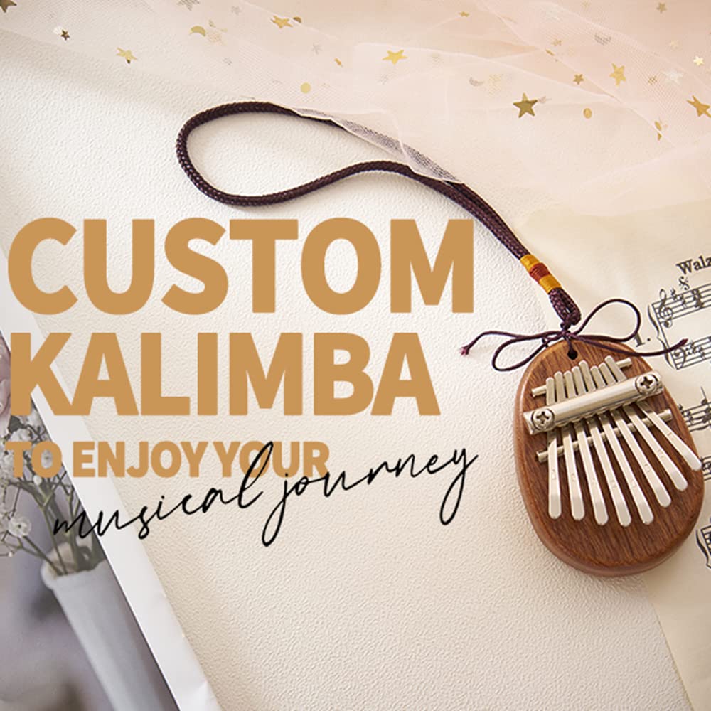 VEELU Custom 8 Key Mini Kalimba Thumb Piano with Your Name & Text, Portable Marimba Handmade Musical Instrument Beginner Kids Finger Piano Personalized Gifts for Girlfriend Valentine's Day Birthday